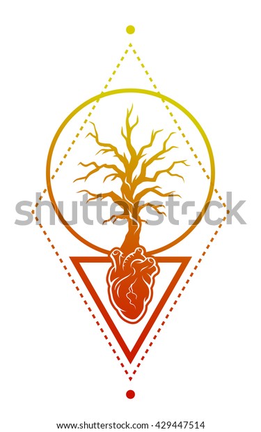 Human Heart Anatomy Tree Symbol Life Stock Vector (Royalty Free ...