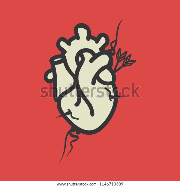 Human Heart Arrow Drawing Real Vector: เวกเตอร์สต็อก (ปลอดค่าลิขสิทธิ์ ...