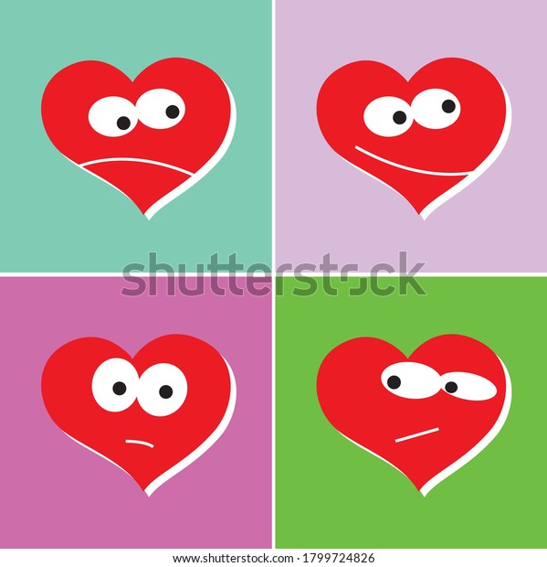 Human Heart Different Emotions Set Icons Stock Vector (Royalty Free ...