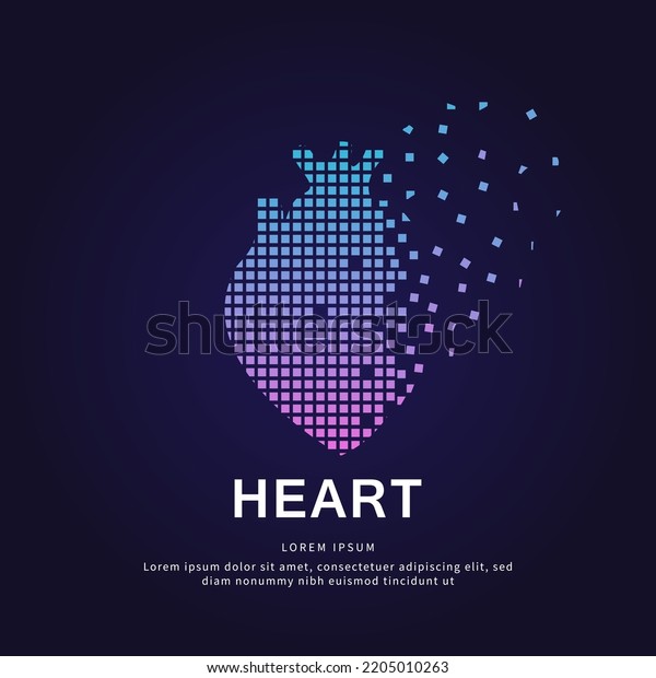 Human Heart Medical Structure Simple Pixel Stock Vector (Royalty Free ...