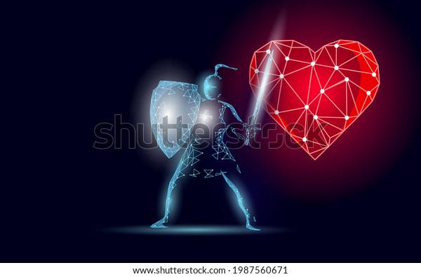 Human Heart Protection Knight Shield 3d Stock Vector (Royalty Free ...