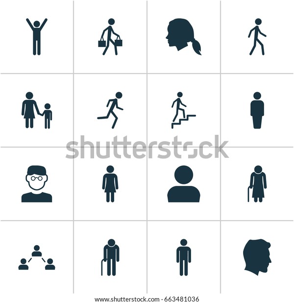 Human Icons Set Collection Happy Network Stock Vector (Royalty Free ...