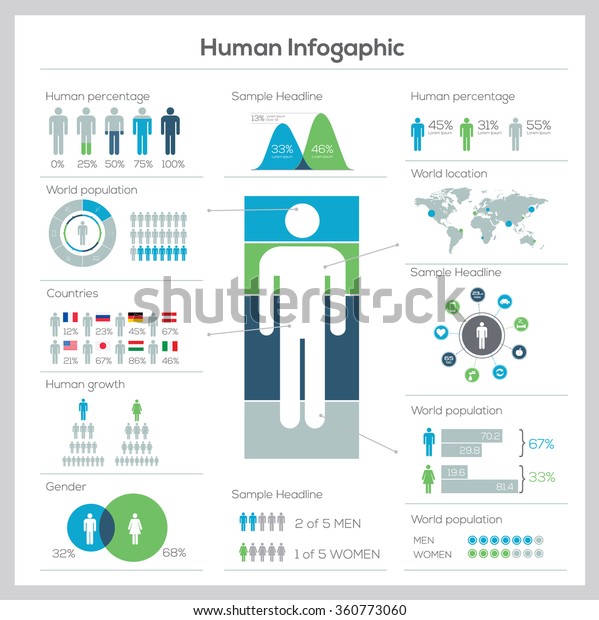 Human Infographic Vector Illustration World Map Stock Vector (Royalty ...