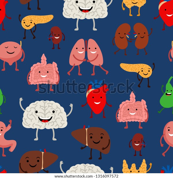 Human Internal Organs Emoji Seamless Pattern Stock Vector (Royalty Free ...