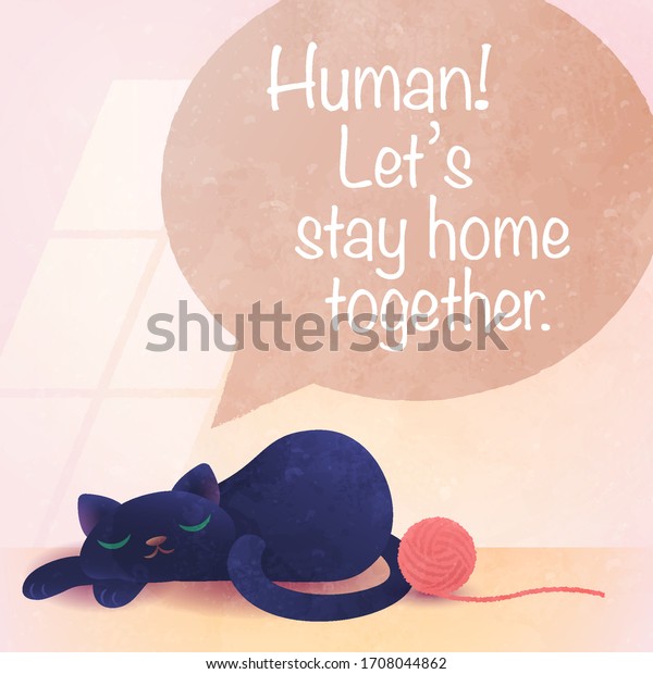Human Lets Stay Home Together Funny Stock Vector (Royalty Free ...