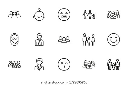 Human Line Icons Set Stroke Vector Stock Vector (Royalty Free ...