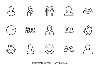 Human Line Icons Set Stroke Vector Stock Vector (Royalty Free ...