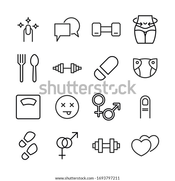 Human Line Icons Set Stroke Vector Stock Vector (Royalty Free ...