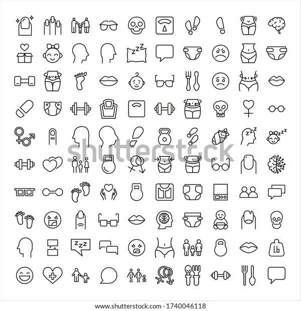 Human Line Icons Set Stroke Vector Stock Vector (Royalty Free ...