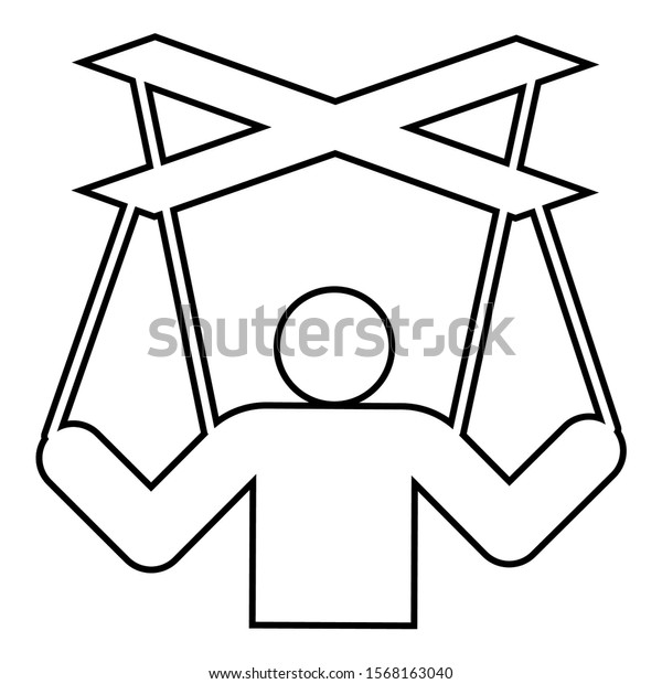 Human manipulation concept Puppet stick man manipulating on string ...