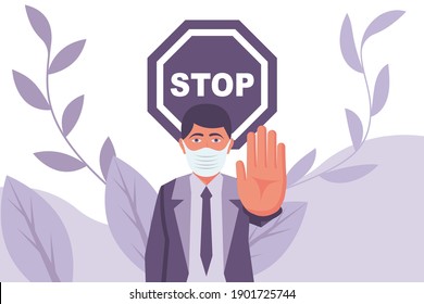 Human Mask Makes Negative Hand Gesture Stock Vector (Royalty Free ...