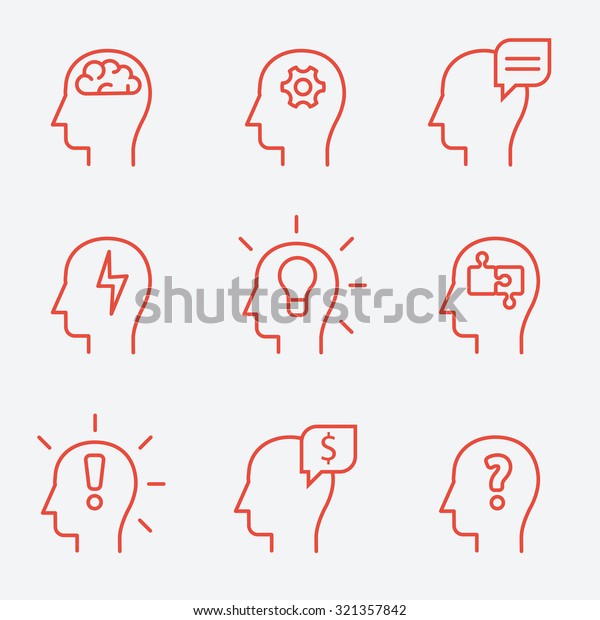 Human Mind Icons Thin Line Style Stock Vector (Royalty Free) 321357842 ...