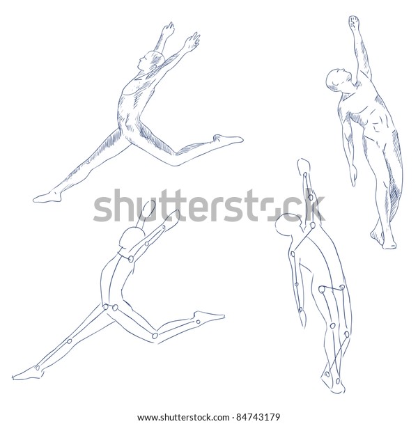 Human Motion Artistic Sketch Shading Vector Stock Vector (Royalty Free ...