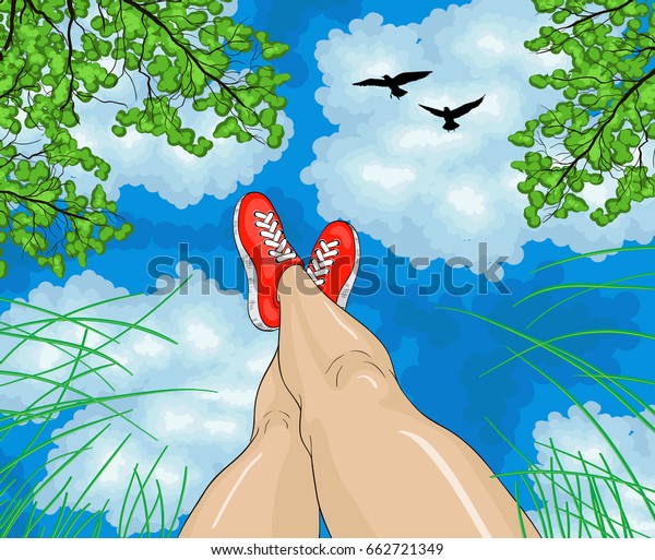Human Nature View Below On Trees Stock Vector (Royalty Free) 662721349 ...