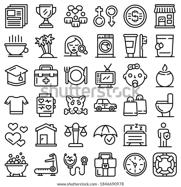 Human Needs Icons Set Outline Set Stock Vector (Royalty Free ...