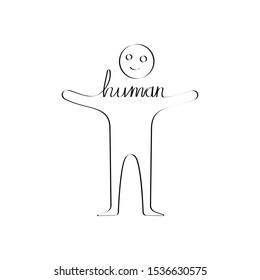 Human One Line Vector Illustration Stock Vector (Royalty Free ...