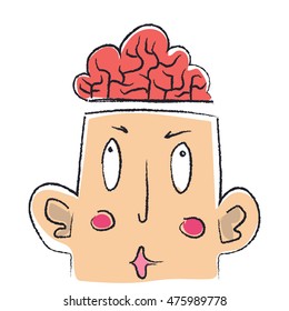 Human Open Brain Cute Minimal Draw Stock Vector (Royalty Free ...