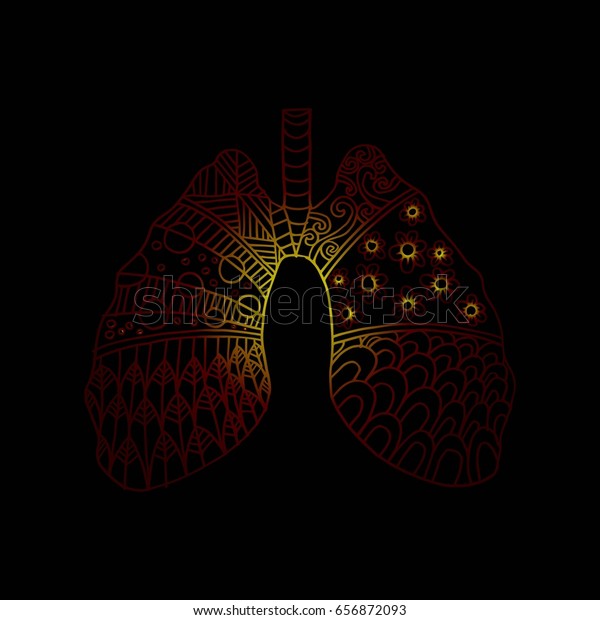 Human Organ Lung Zentangle Style: vector de stock (libre de regalías ...
