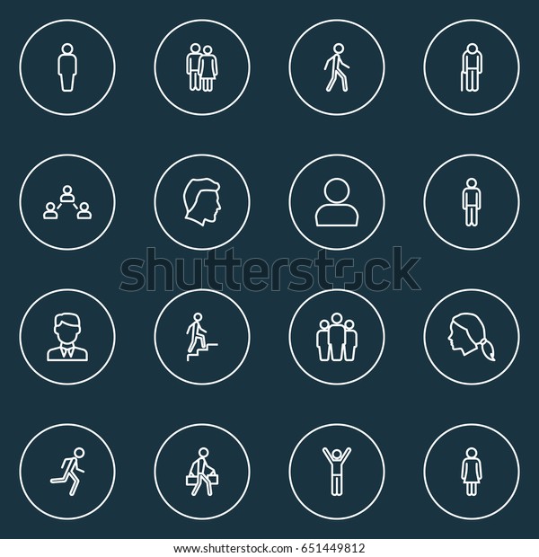 Human Outline Icons Set Collection Worker Stock Vector (Royalty Free ...