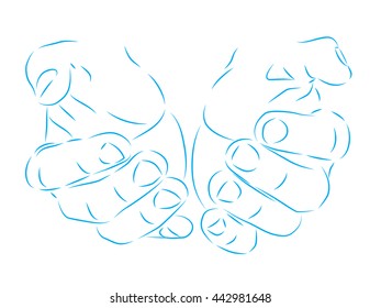 Human Palm Hands Outline Vector Illustration 스톡 벡터(로열티 프리) 442981645