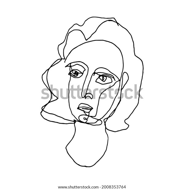 Human Portrait Line Drawing Sketch Unattractive Stock Vector (Royalty ...