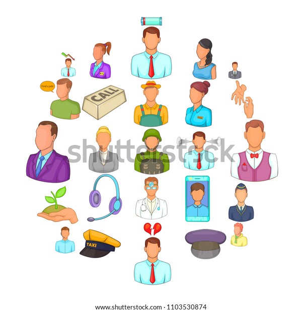 Human Resource Icons Set Cartoon Set: vector de stock (libre de ...