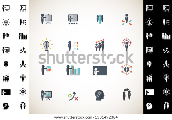 Human Resources Business Training Icon Set Stock Vector (Royalty Free ...