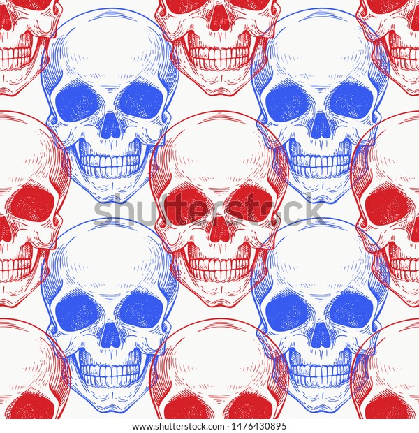 Human Scull Color Seamless Pattern Hand Stock Vector (Royalty Free ...