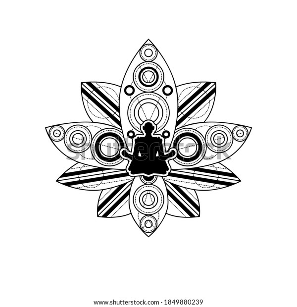 Human Silhouette Lotus Flower Vector Template Stock Vector (Royalty ...