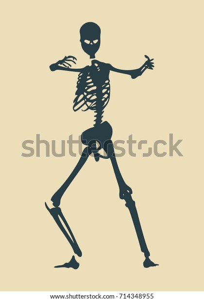 Stock vektor „Human Skeleton Fighting Pose Halloween Party“ (bez ...