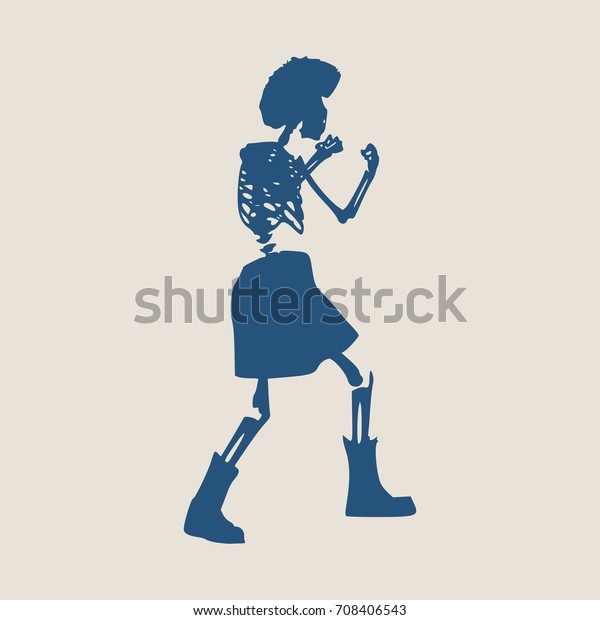 Human Skeleton Posing Fighting Pose Vector 库存矢量图（免版税）708406543 ...