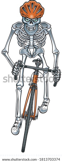 Human Skeleton Riding Racing Bicycle Stock Vector (Royalty Free) 1813703374