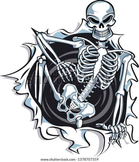 Human Skeleton Ripping Tearing Through Background Stock Vector (Royalty ...