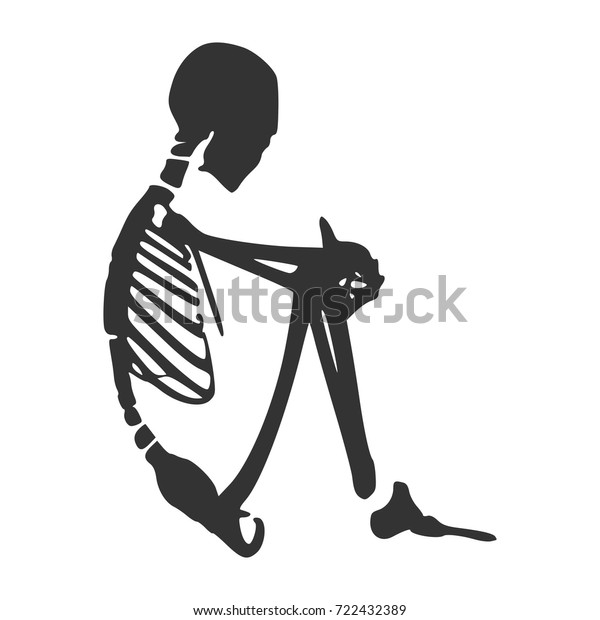 Human Skeleton Sitting Vector Illustration Halloween: เวกเตอร์สต็อก ...