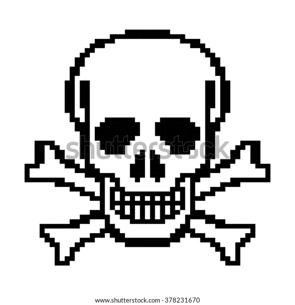 Image vectorielle de stock de Human Skull Crossbones Pixel Art Vector ...