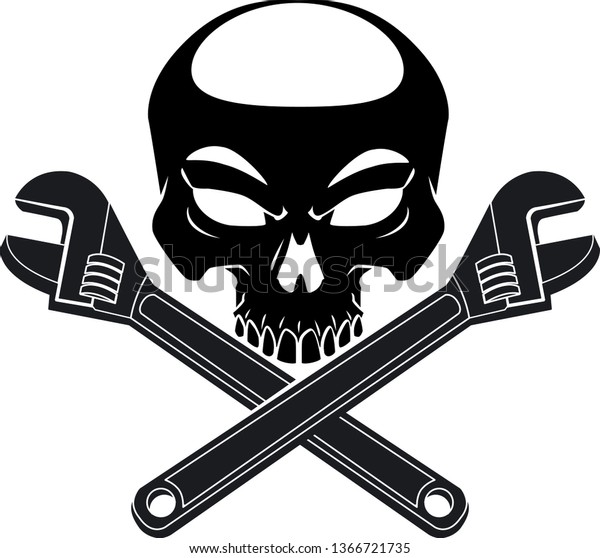 Human Skull Crossed Adjustable Wrenches Stock Vector (Royalty Free ...