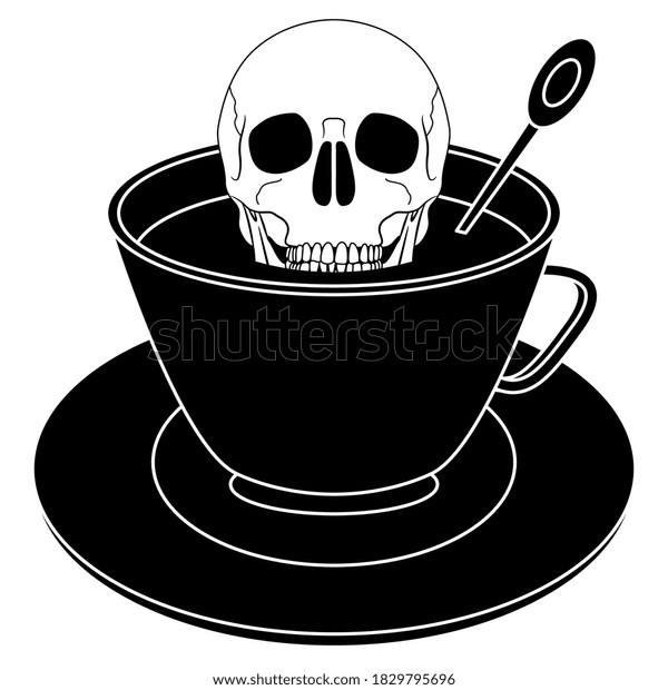 Human Skull Cup Tea Coffee Spoon Stock Vector (Royalty Free) 1829795696 ...