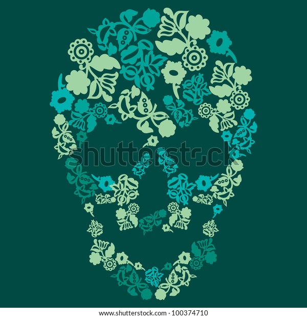 Human Skull Flowers Isolated Stock Vector (Royalty Free) 100374710 ...