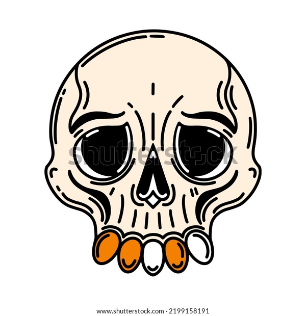 Human Skull Golden Teeth Vector Icon Stock Vector (Royalty Free ...