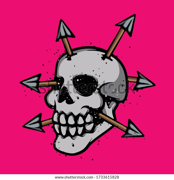 Human Skull Hit By Arrows Illustration Stock Vector (Royalty Free ...