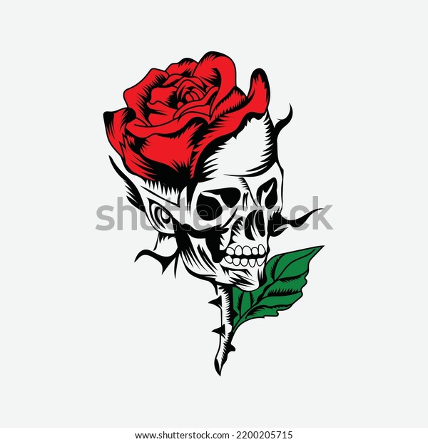 Human Skull Rose Vector Illustration On Stock Vector (Royalty Free ...