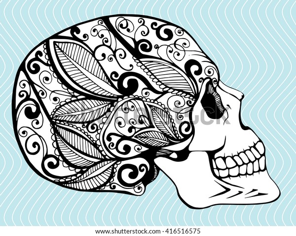 Human Skull Stylized Skull Line Art 스톡 벡터(로열티 프리) 416516575 | Shutterstock