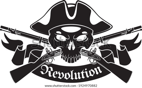 Human Skull Tricorne Hat Crossed Black Stock Vector (Royalty Free ...