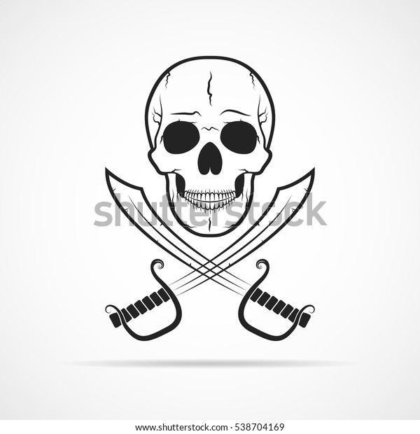 Human Skull Two Swords Isolated On Stock Vector (Royalty Free ...
