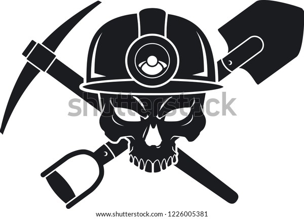 Human Skull Wearing Mining Helmet Crossed: เวกเตอร์สต็อก (ปลอดค่า ...