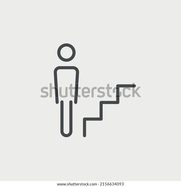 Human Stairs Thin Editable Line Icon: เวกเตอร์สต็อก (ปลอดค่าลิขสิทธิ์ ...