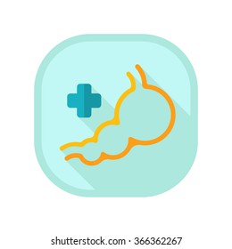 Human Stomach Icon On Blue Square Stock Vector (Royalty Free) 366362267 ...