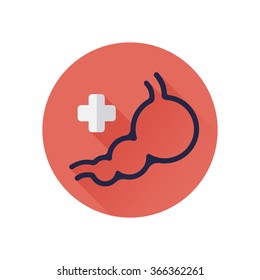 Human Stomach Icon On Red Round Stock Vector (Royalty Free) 366362261 ...