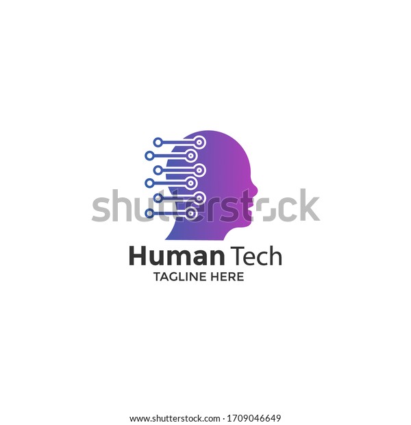 Human Tech Logo Design Templateisolated White Stock Vector (Royalty ...