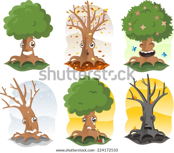 Human Tree Action Set Vector Cartoon Stock Vector (Royalty Free ...